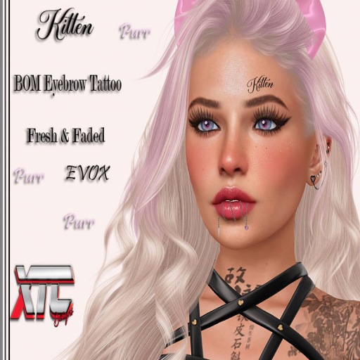 Second Life Marketplace - XTC Kitten BOM Eyebrow Tattoo Set
